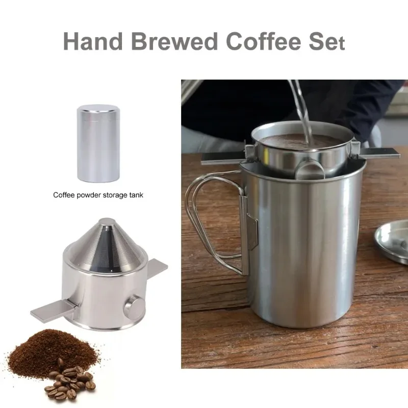 3pcs-Portable-Coffee-Brewing-Set-Stainless-Steel-Coffee-Filter-Folding ...