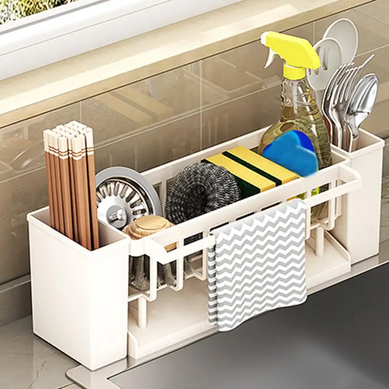 Kitchen ABS Sink Drain Rack Sponge Storage Faucet Holder Soap Drainer ...