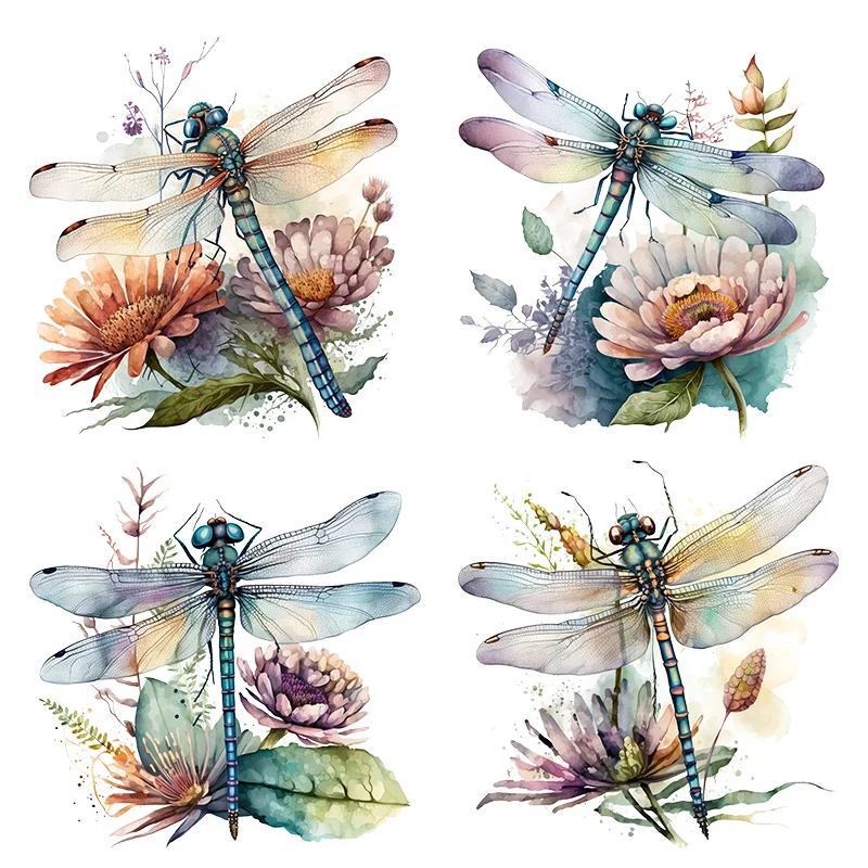 M739 Beautiful flowers and Dragonfly Insect Wall Sticker Kids Room ...