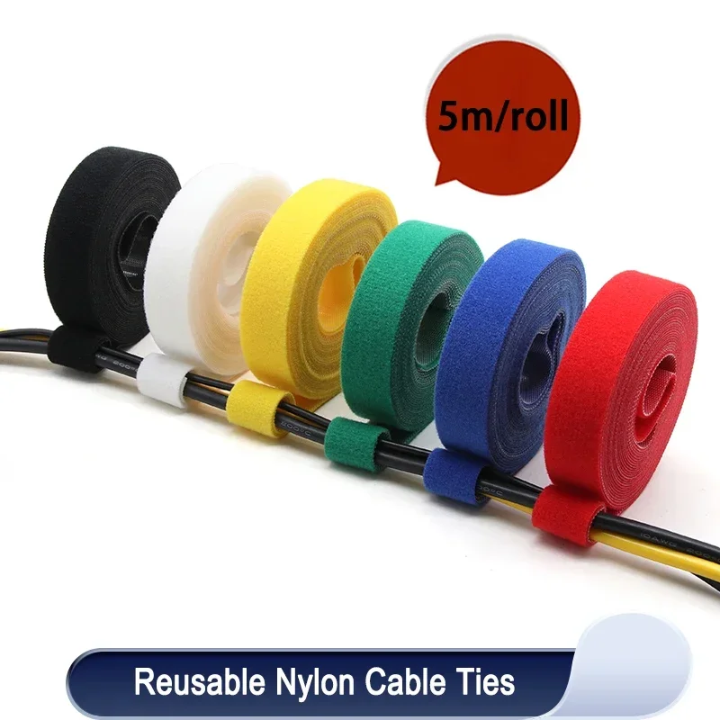 5m-roll-Reusable-Cable-Ties-Loop-Bundle-Self-Adhesive-Fastener-DIY ...