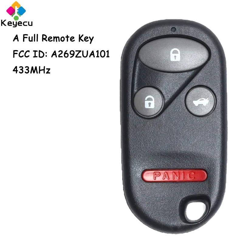 Keyecu Keyless Remote Car Key With 3+1 4 Buttons 433mhz For Honda Pilot ...