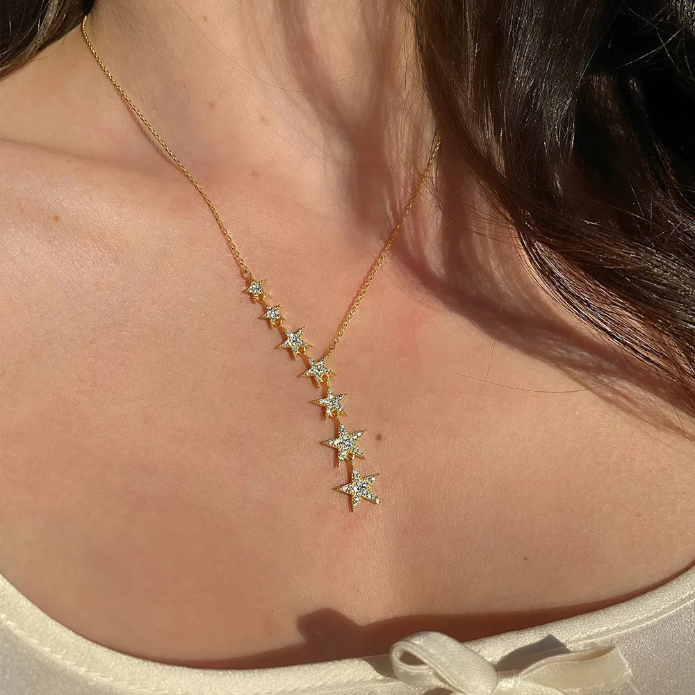String-Stars-Pendant-Necklaces-for-Women-Korean-Style-Gold-Color-Zircon ...