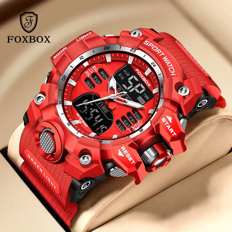 LIGE-Red-Watch-Top-Luxury-Watches-Mens-Dual-Display-Watch-50M ...