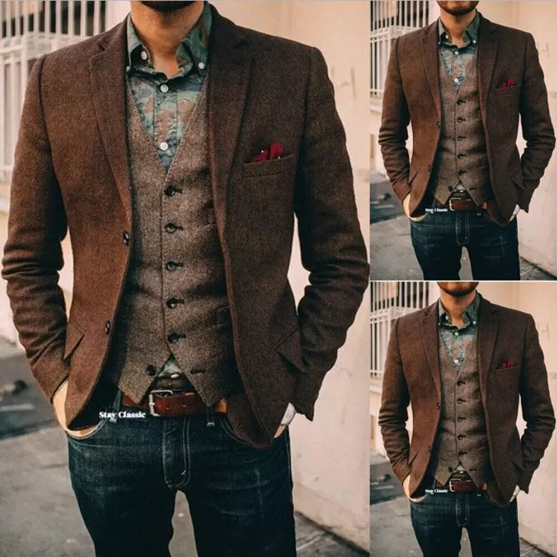 Formal-Men-s-Wool-Brown-Suits-Bussiness-Jacket-Prom-Tuxedos-Coat-One ...