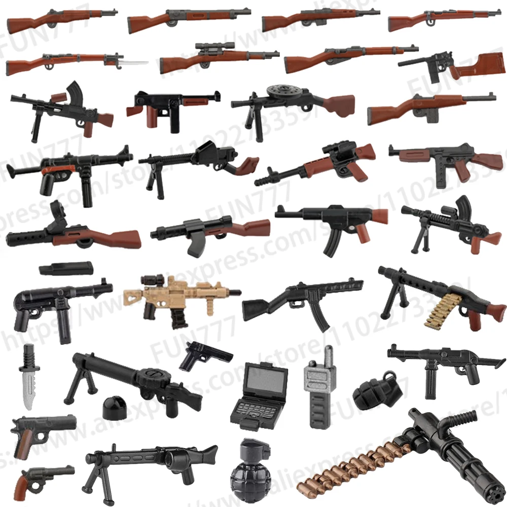 Ww2-Militair-Figuur-Wapens-Soldaten-Duits-Britse-Sovjet-Leger-Bouwstenen-Geweren-Submachine ...