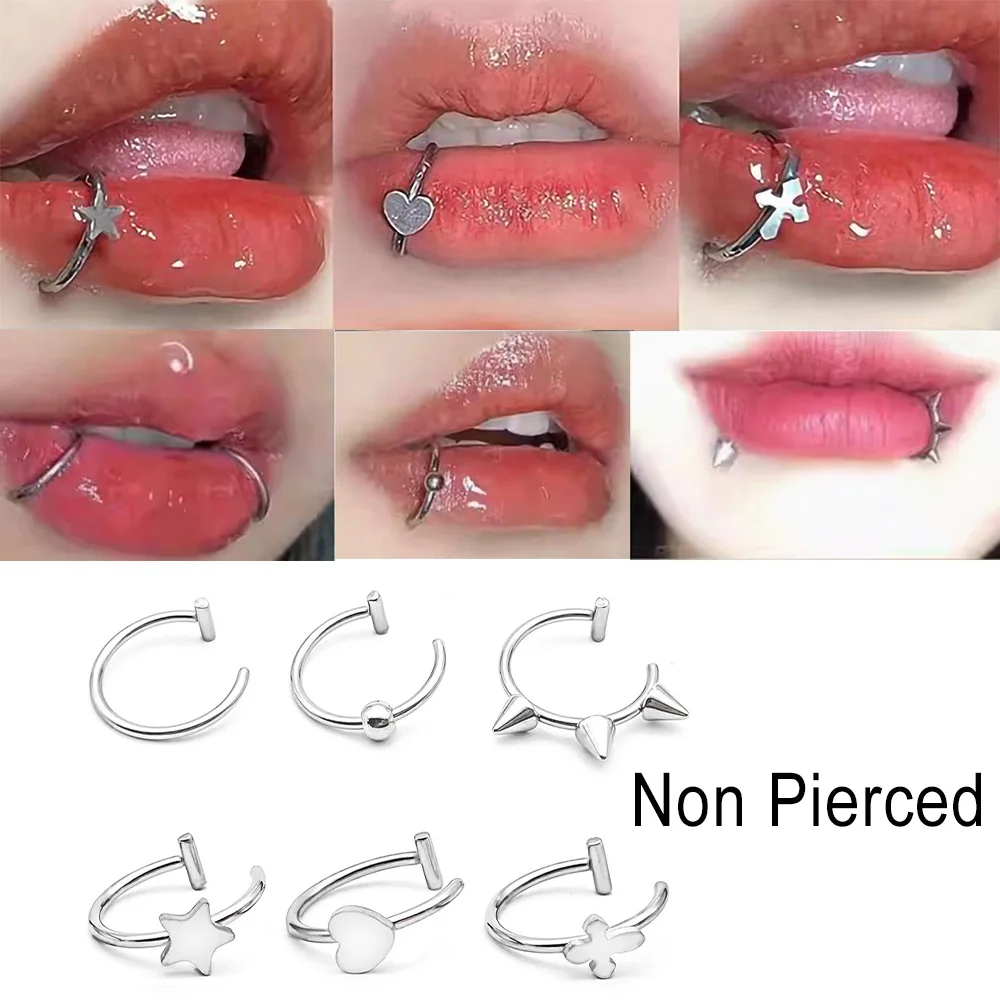 1Pc Stainless Steel Fake C Clip Lip Ring labret piercing Earring Fake ...