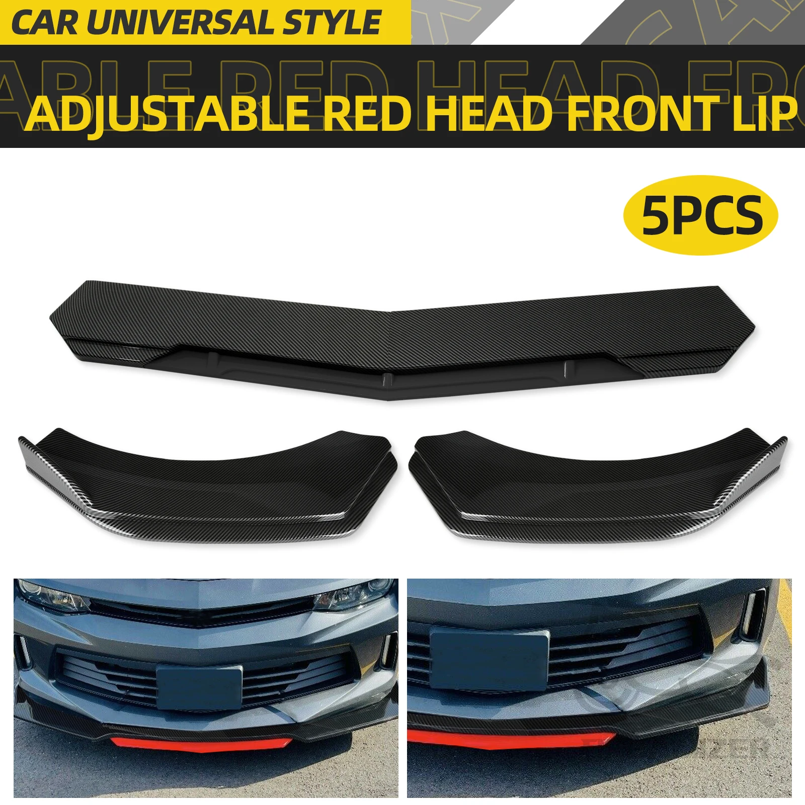5PCS-Universal-Car-Front-Bumper-Lip-Body-Kit-Spoiler-Canard-Splitter ...