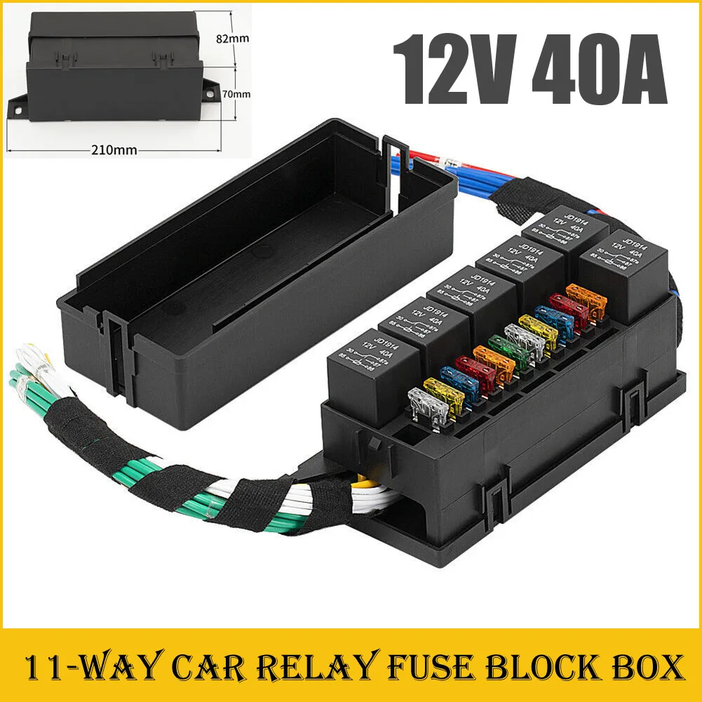 Relay And Fuse Holder Bloepum 2X 12V Auto Fuse Relay Box - 11 Way Block ...
