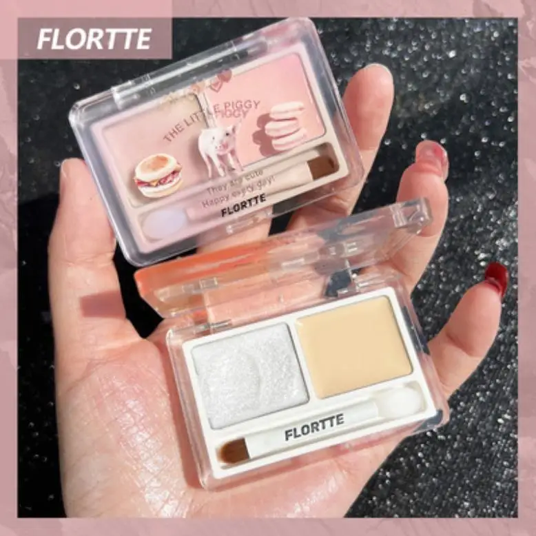 Flortte-2-color-Cream-Highlighter-Powder-Matte-Glossy-Double-Texture ...