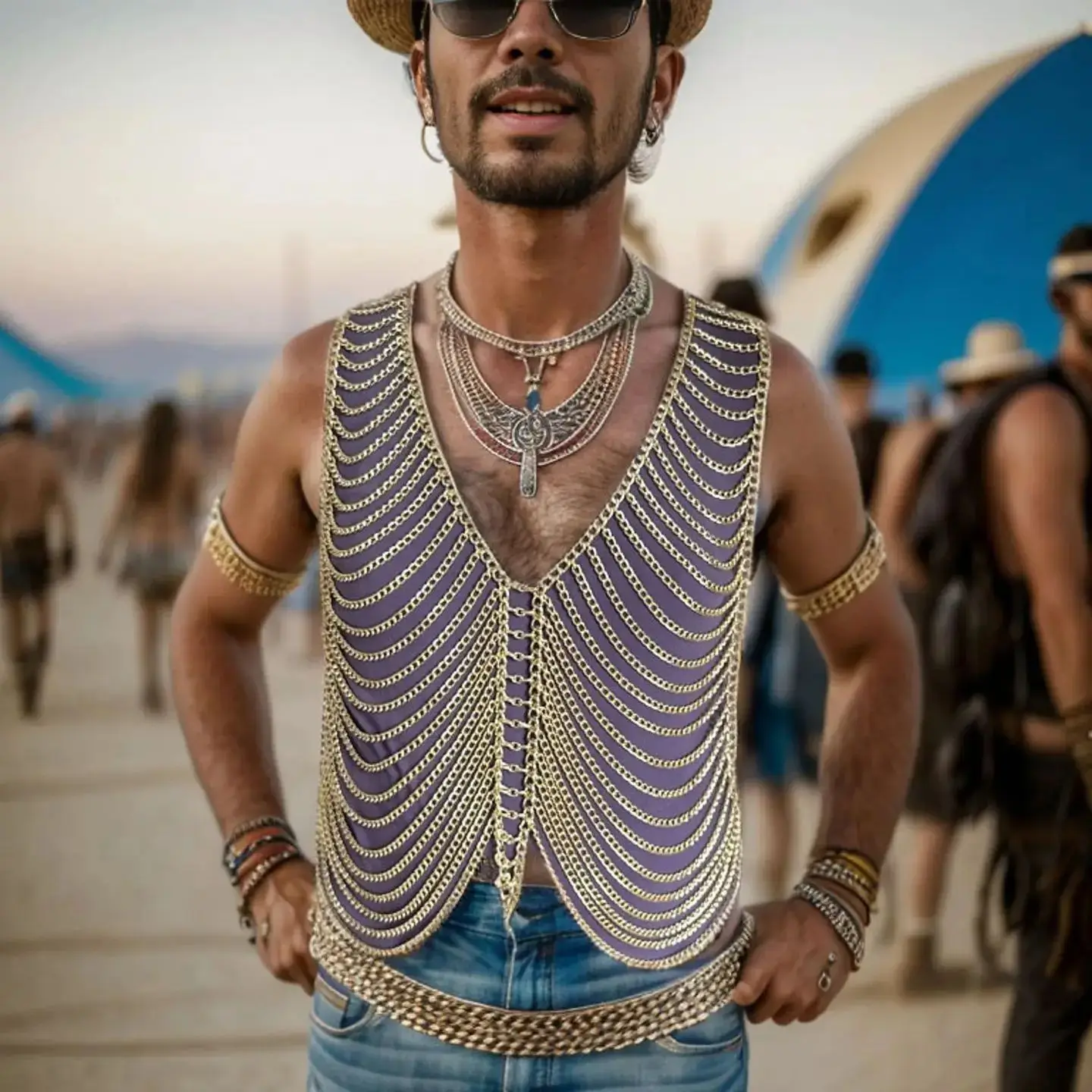 New Metal Chain Fringe Body Chain Men's Vest Stylish And Sexy Multi ...
