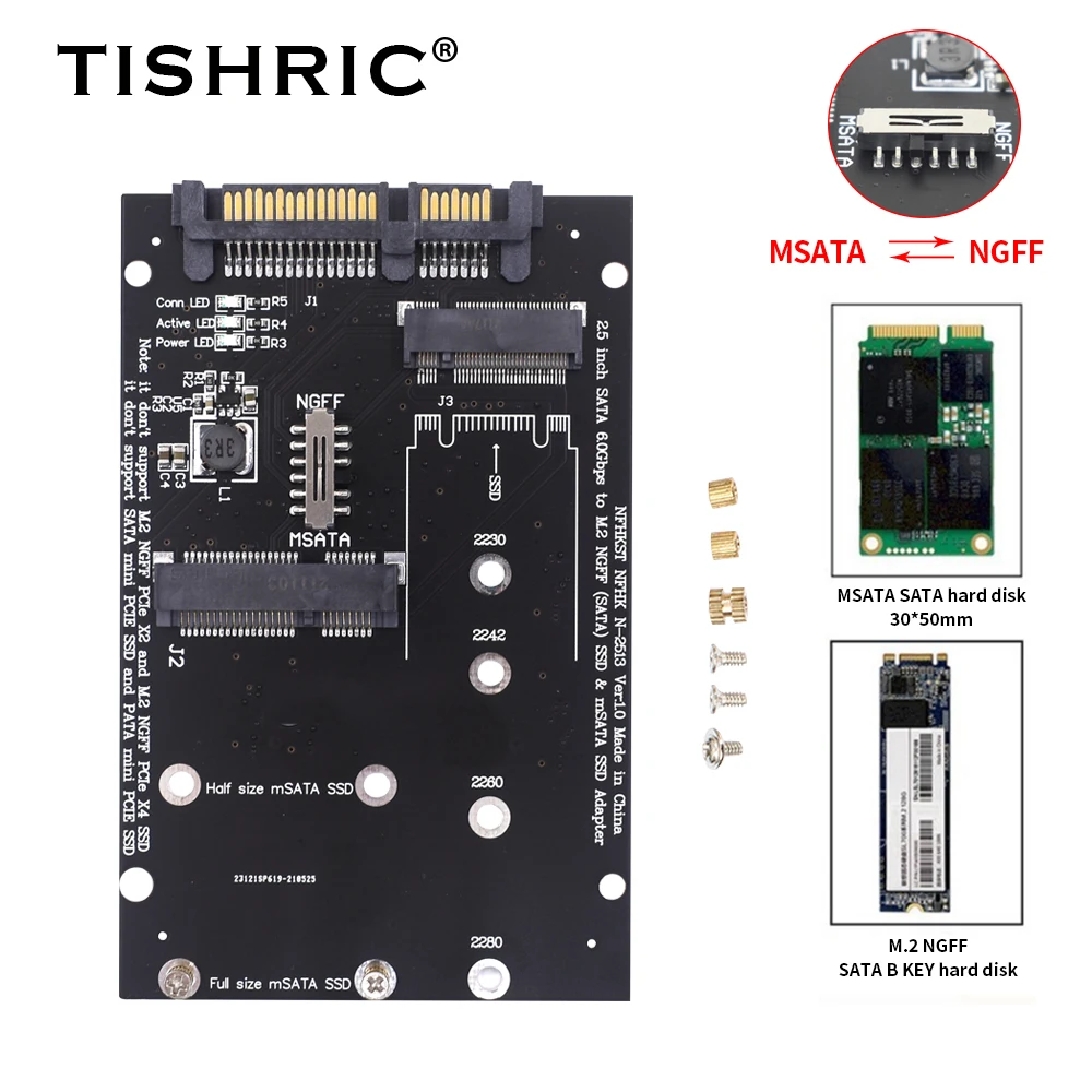 TISHRIC-Msata-To-Sata-Adapter-2-5-Inch-M2-SATA-Adapter-Board-60Gdps-M2 ...