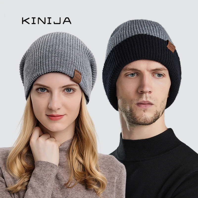 Winter-Women-Knitted-Hat-Unisex-Two-Sided-Wearable-Wool-Skull-Cap ...