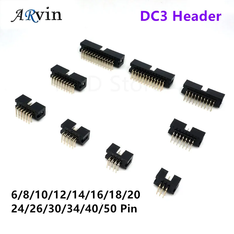 10pcs right angle 6/10/20/26/34/40 PIN 2.54MM pitch MALE SOCKET idc box headers PCB CONNECTOR ...