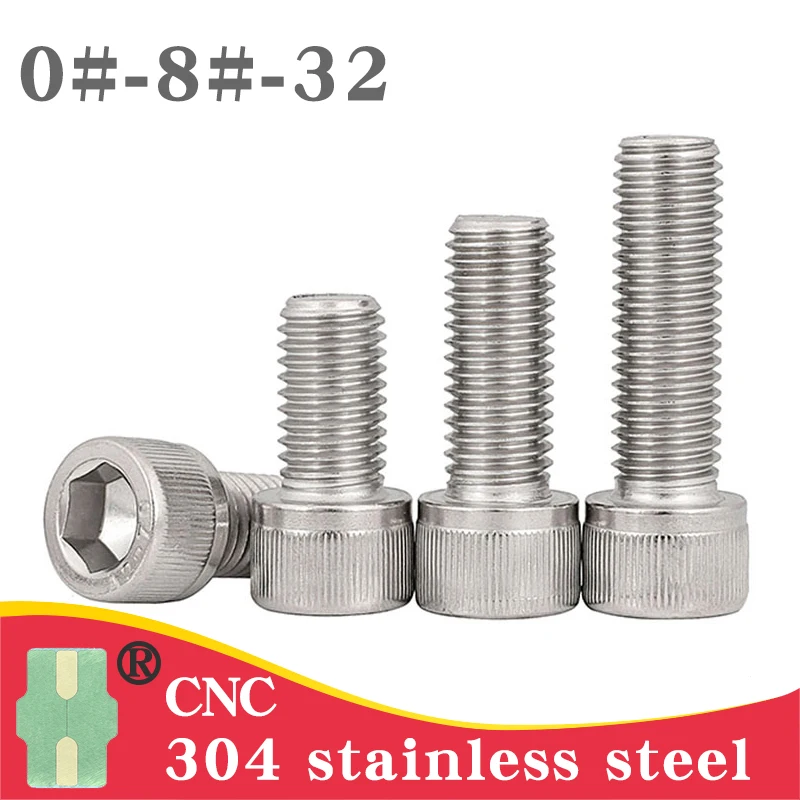 UNF 0 # 80 UNC 2 # 56 4 # 40 6 # 32 8 # 32 10 24 US 굵은 나사 304 A2 스테인레스 스틸 육각 소켓 캡 알렌 헤드 나사 볼트 ...