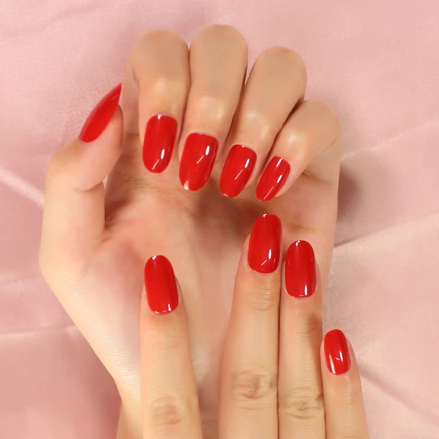 Red Oval Nails