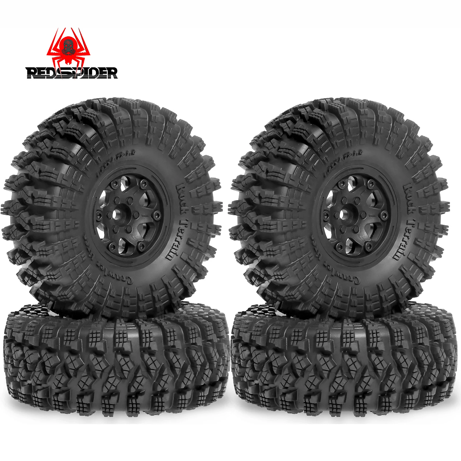 RED SPIDER 4PCS 1.9" Mud Grappler Rubber Tyre 1.9 Wheel Tires 120*48MM ...