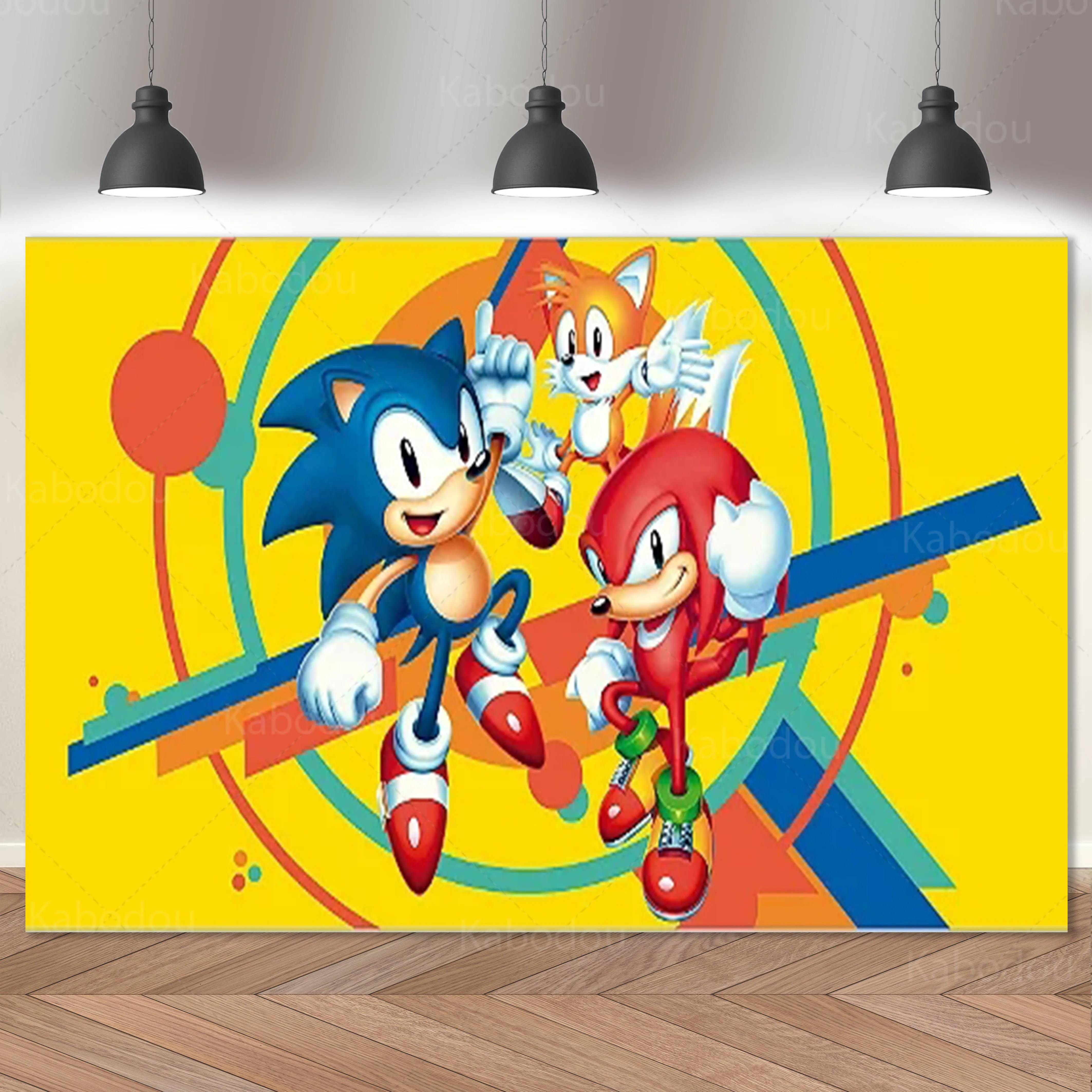 Fondo azul sónico para fiesta de cumpleaños de niños, decoración para ...