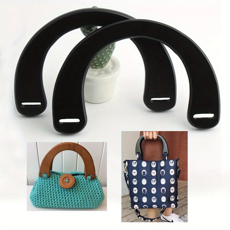 2PCS Black Thick Wood Arched Handle U-shaped Wooden Wallet Decorative ...