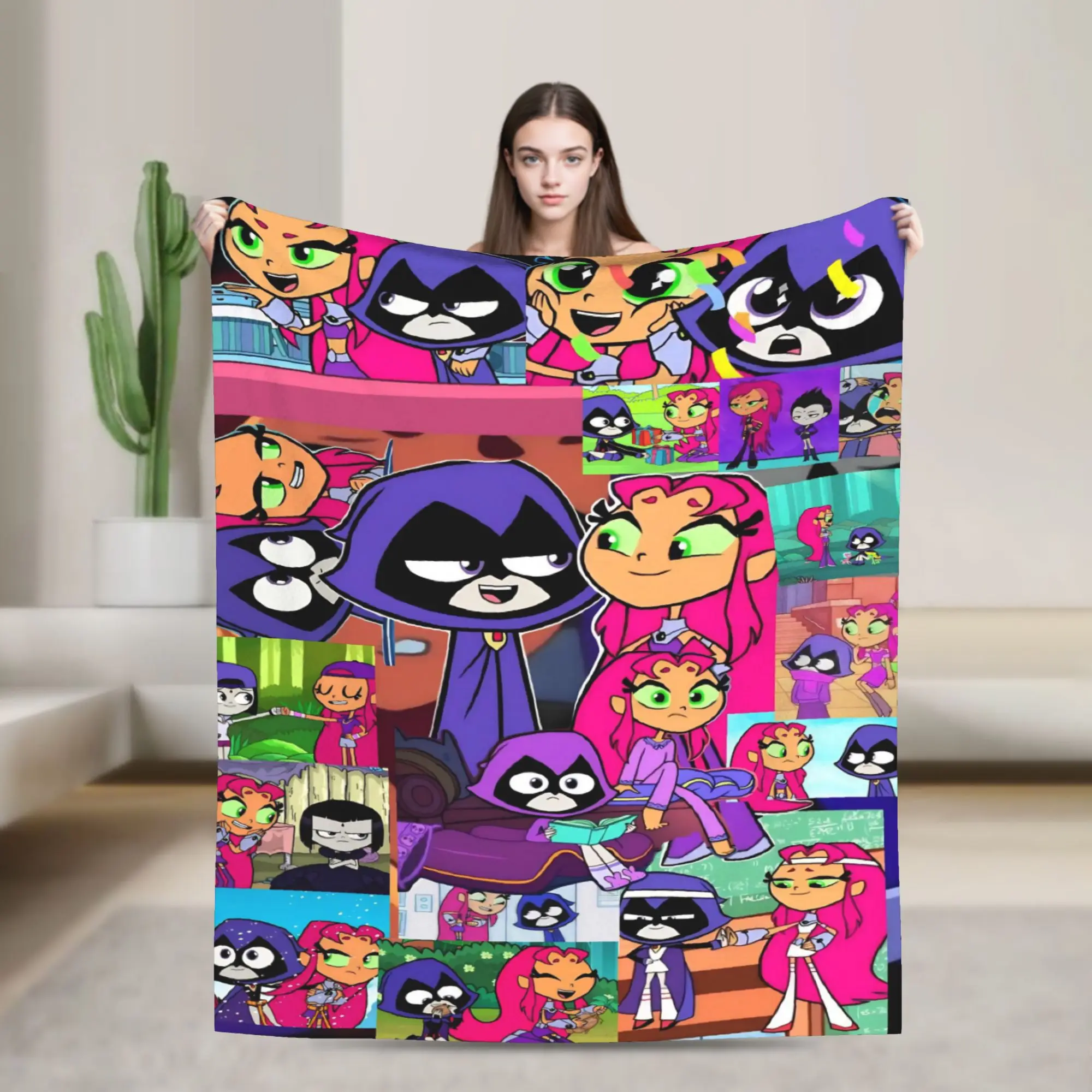 Soft Blanket Camping Teens Titans Go Beast Boy Bedding Throws Flannel ...