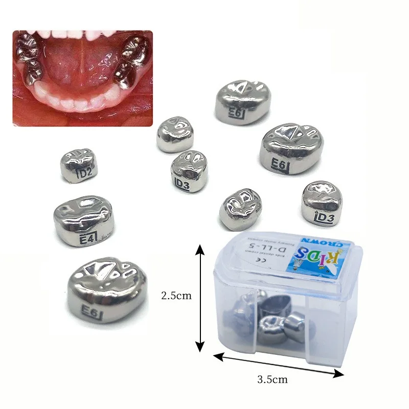 5PCS Dental Molar Kids Teeth Crowns Stainless Steel Primary Molar Teeth ...