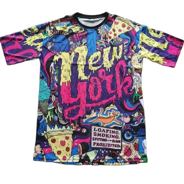 Women Hip Hop Long T Shirt Mesh Breathable Loose New York Letter ...