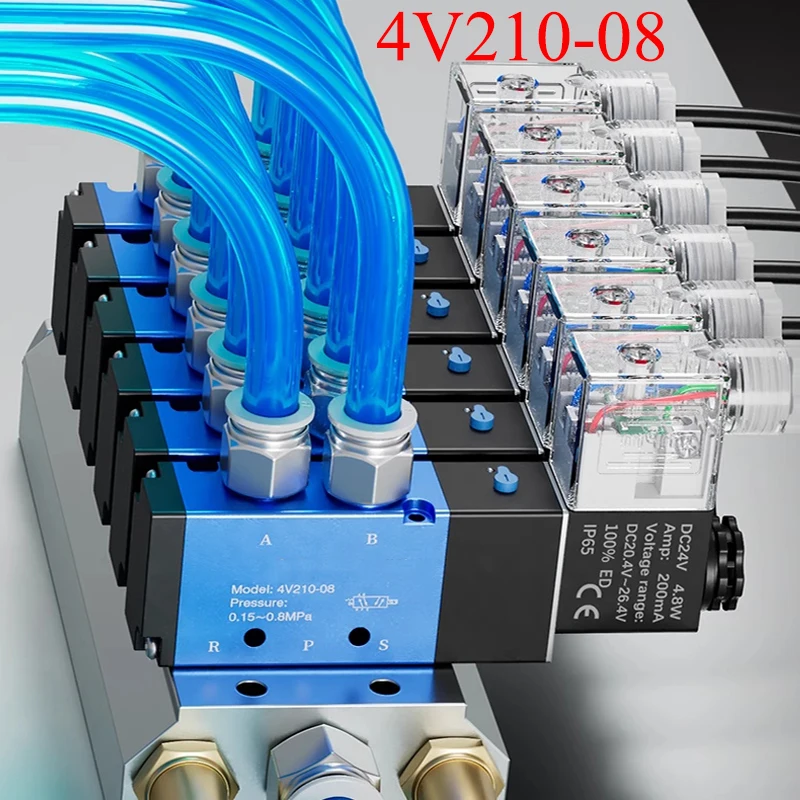 Pneumatic 4V210-08 Solenoid Magnetic Valve Block Muffler Fitting Base ...