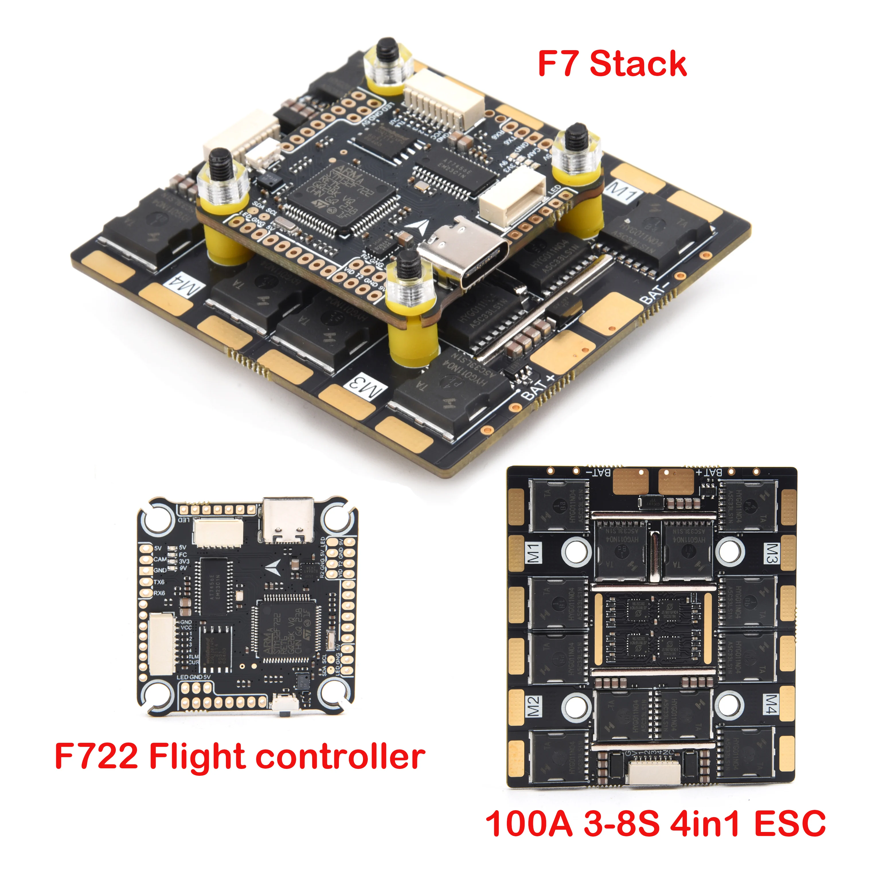 F7 F722 F722HD ICM42688 Gyro Flight Controller 100A 4in1 ESC STACK 3-8S ...