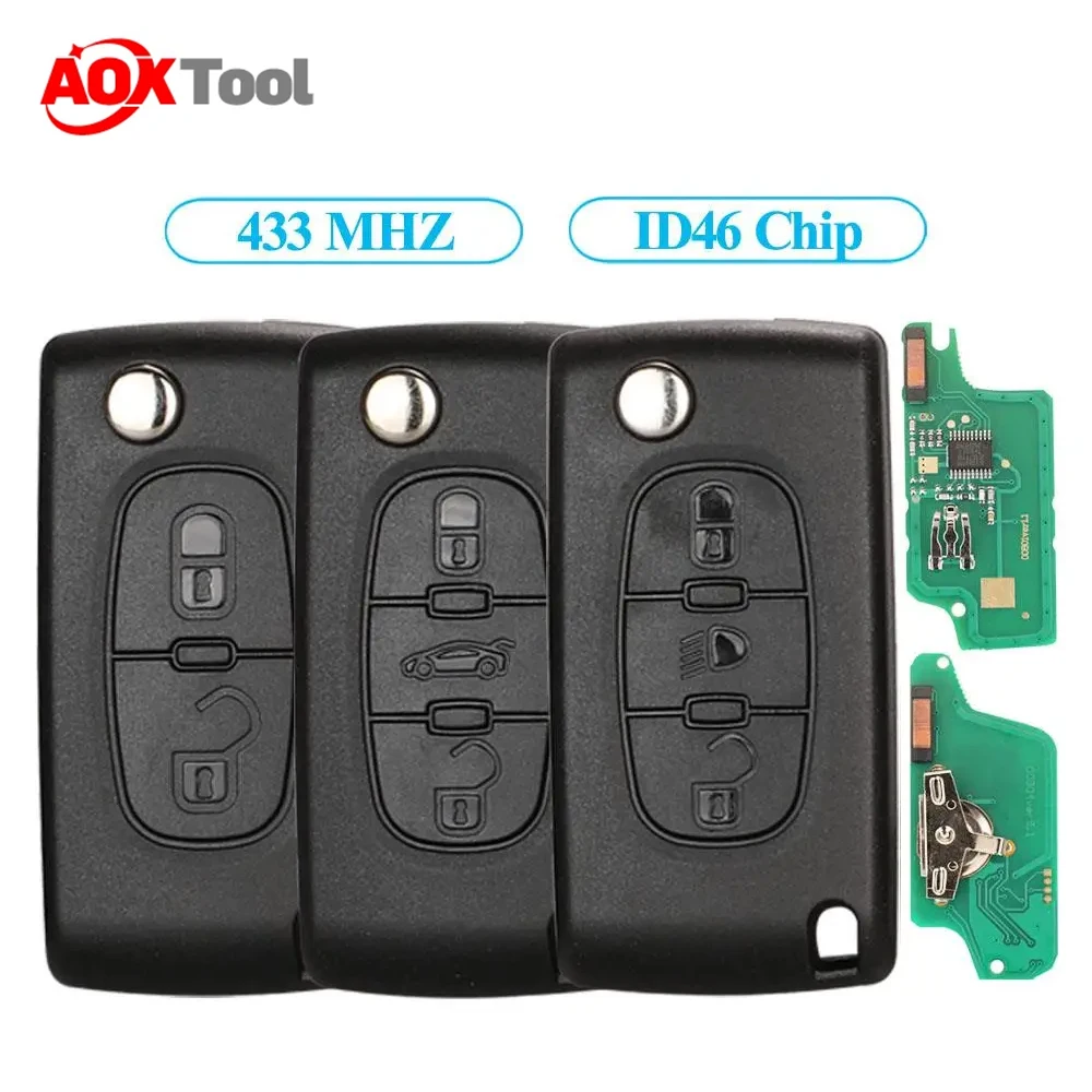 AOKTOOL-Flip-Car-Key-ASK-FSK-433MHZ-ID46-For-Citroen-C2-C4-C5-C8 ...