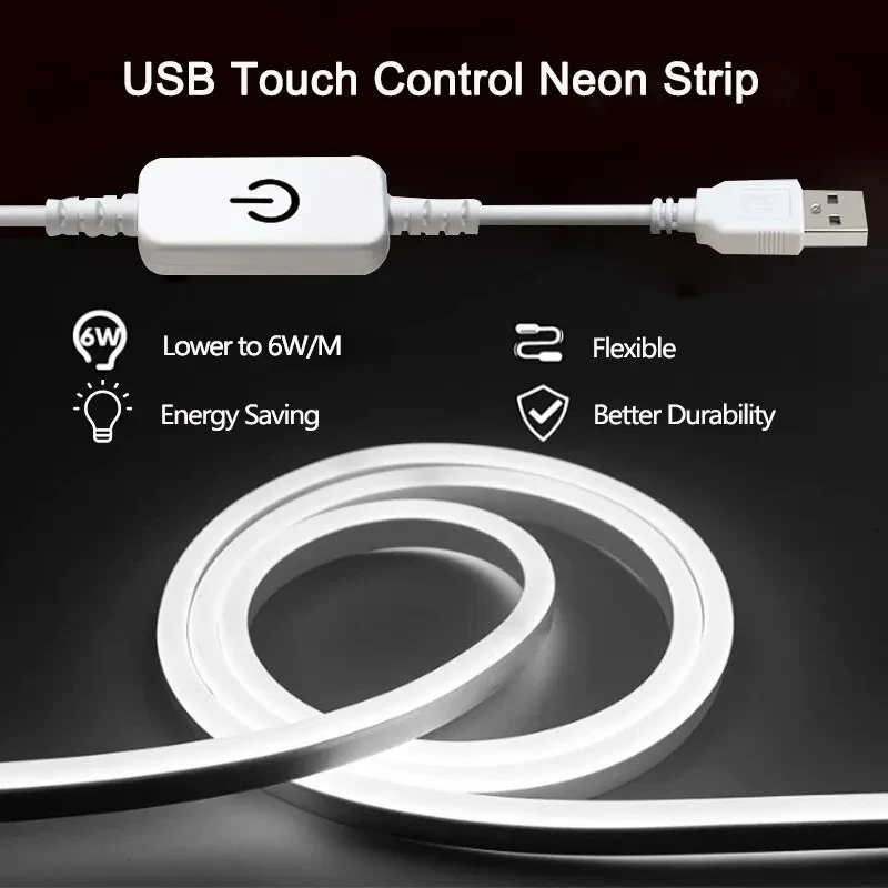 5V-USB-Neon-LED-Light-Strip-Flexible-Waterproof-Touch-Sensor-Dimming ...