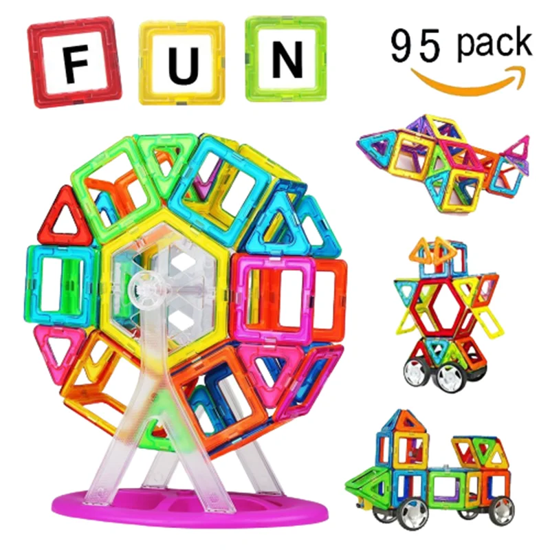 NEW 5PCS Big Size Magnetic Blocks Magnetic Constructor Designer Set Model Building Blocks ...