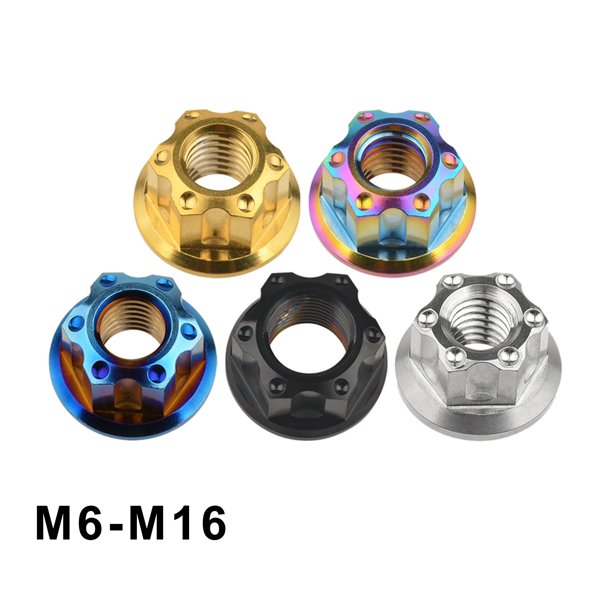 Weiqijie 6pcs Titanium Nut M6/M8/M10/M12/M14/M16 Torx Flange Hexagon ...