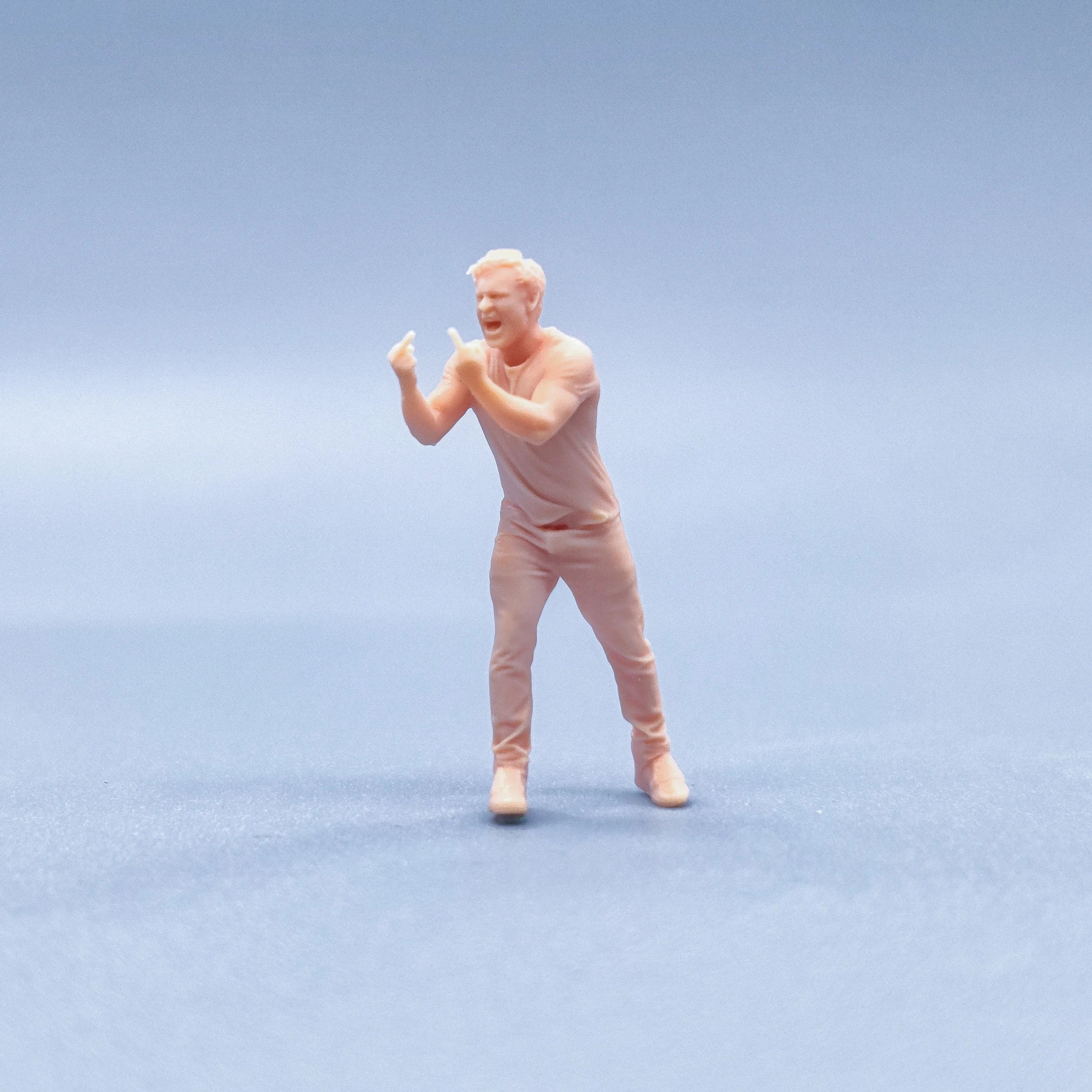 1/64 1/43 Figurines Scale Model Resin Standing Angry Rock Fxxk Gesture ...