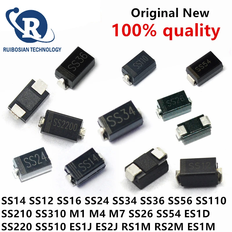 Sma-1n5819-do-214ac-ss14-ss12-ss16-ss24-ss34-ss36-ss56-ss110-ss210 ...