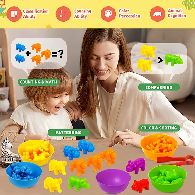 Kids Matching Game Learn Educational Toys Animal Cognition Rainbow Sort ...