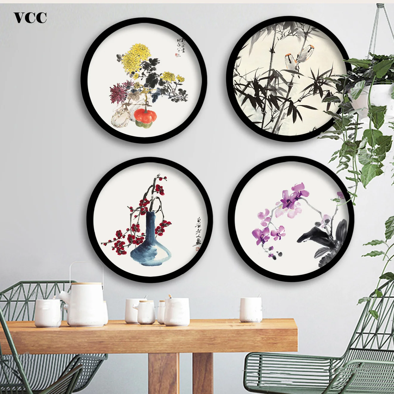 Round Wooden Picture Frames Creative Gift DIY Wall Hanging Wood Picture ...