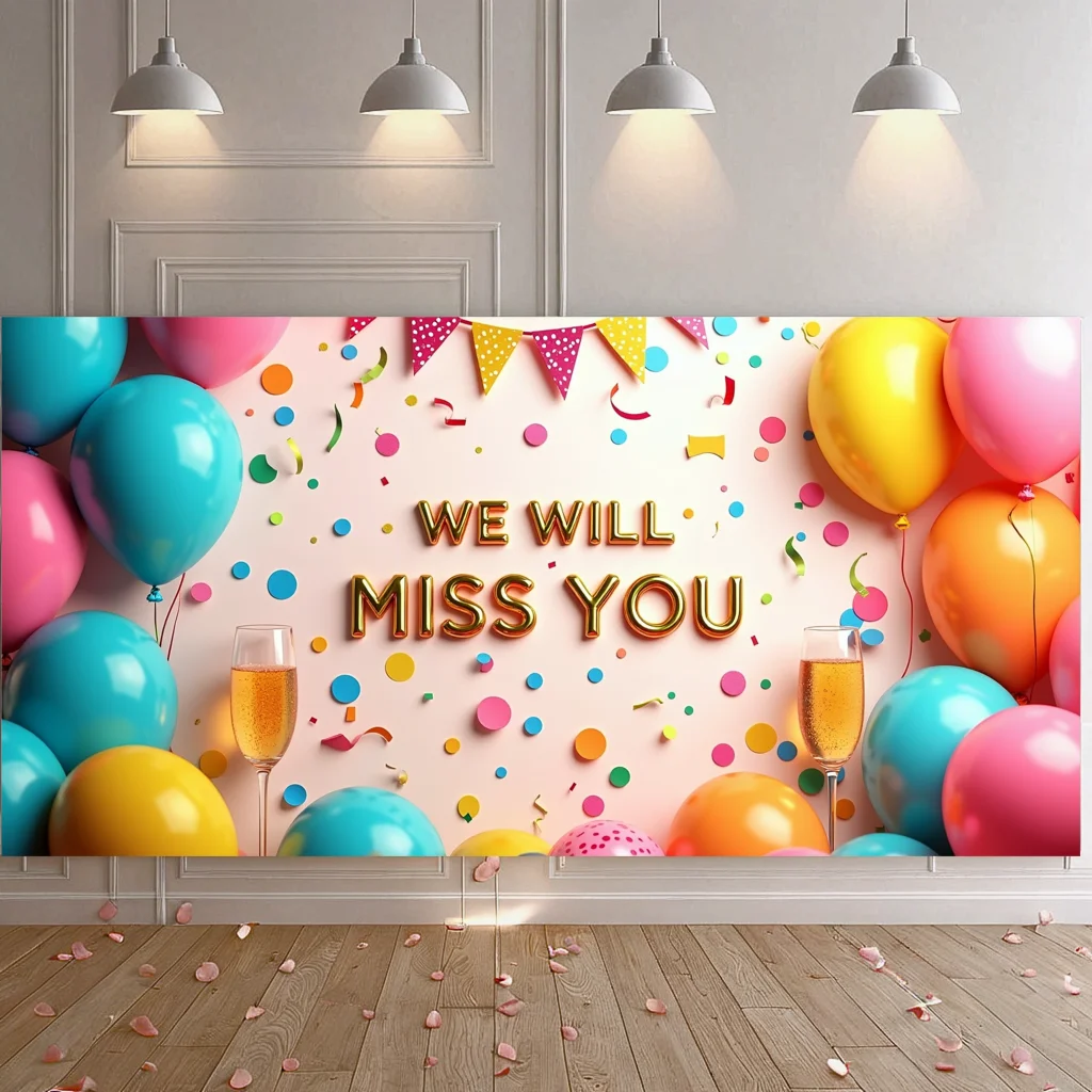 Farewell Party Backdrop Banner We Will Miss You Retirement Decoration ...