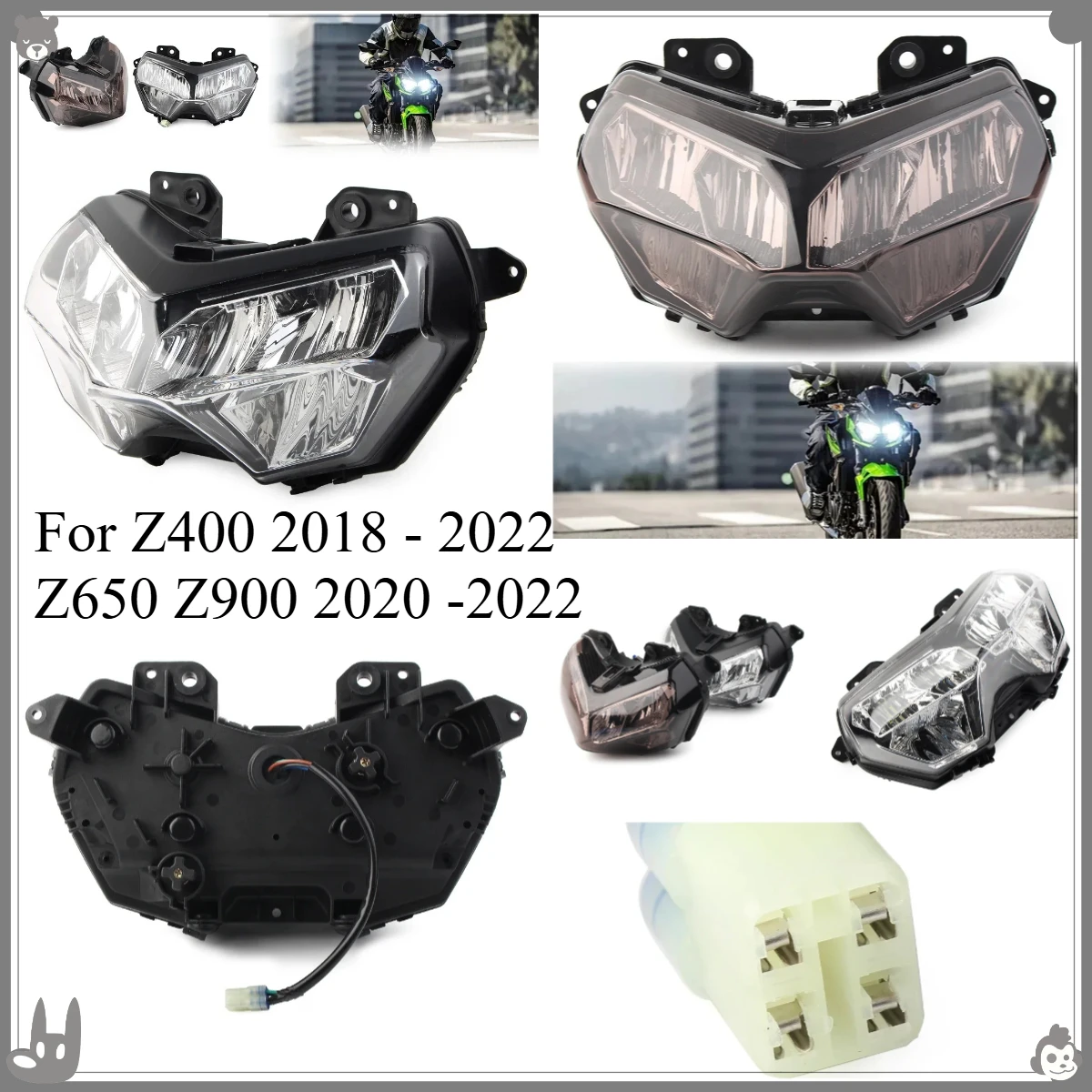 Motorcycle For Kawasaki Z400 2018 - 2022 Z650 Z900 2020 -2022 Headlight ...