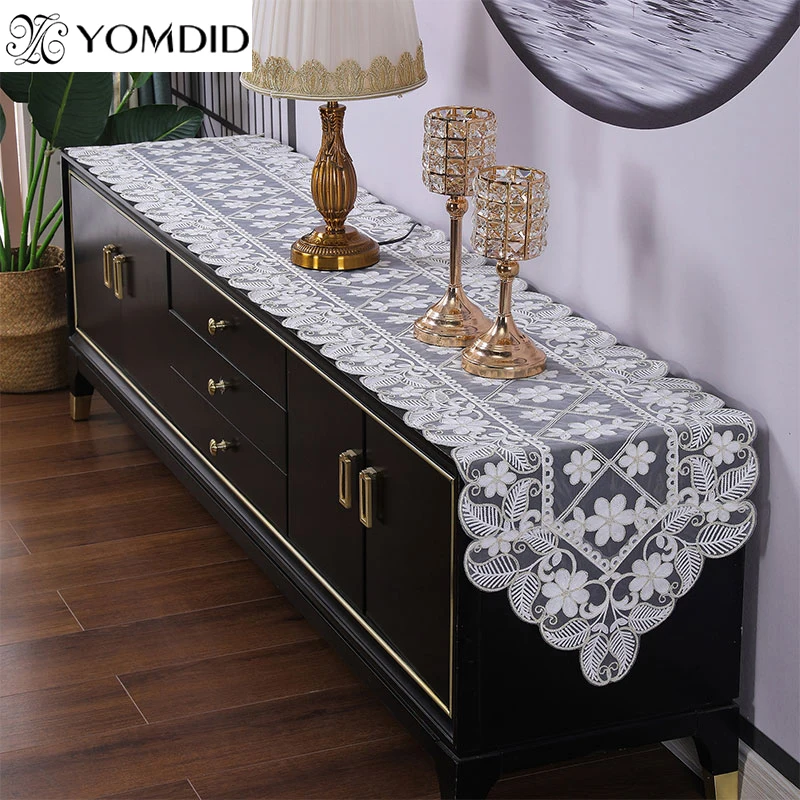 YOMDID-Lace-Table-Runner-Embroidered-TV-Cabinet-Tablecloth-Dresser ...