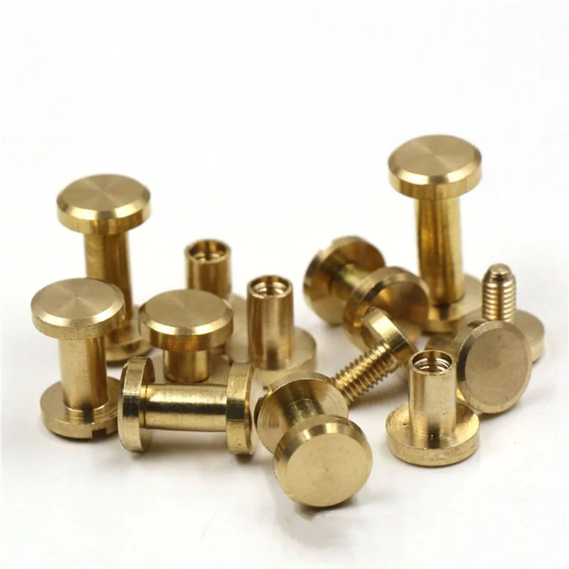 10pcs-Solid-Brass-Flat-Cap-Binding-Chicago-Screws-Nail-Stud-Rivets-for ...