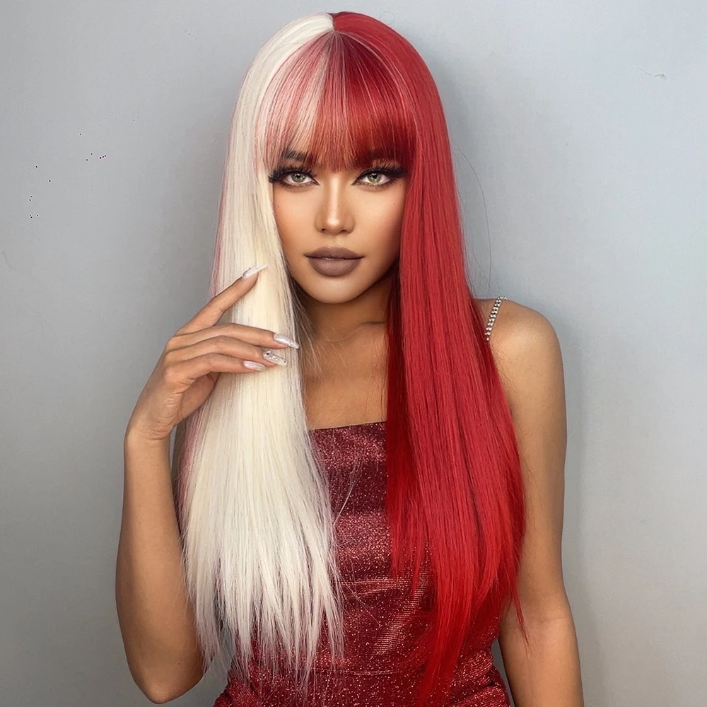 Red Wig Synthetic Wigs White Wigs Synthetic Bangs White Wigs Cosplay White Red Synthetic Wigs for Black Aliexpress