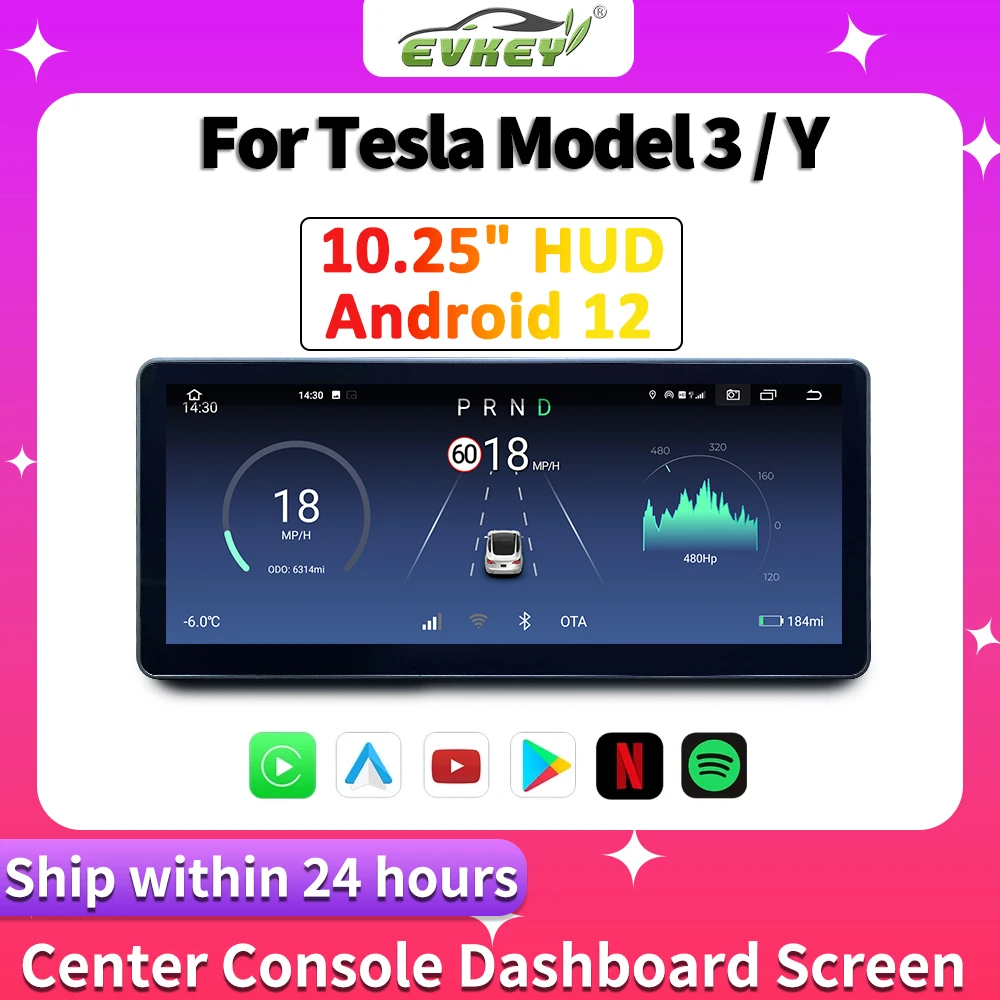 EVKEY-10-25-inch-Andriod-12-Display-For-Tesla-Model-3-Y-Center-Console ...