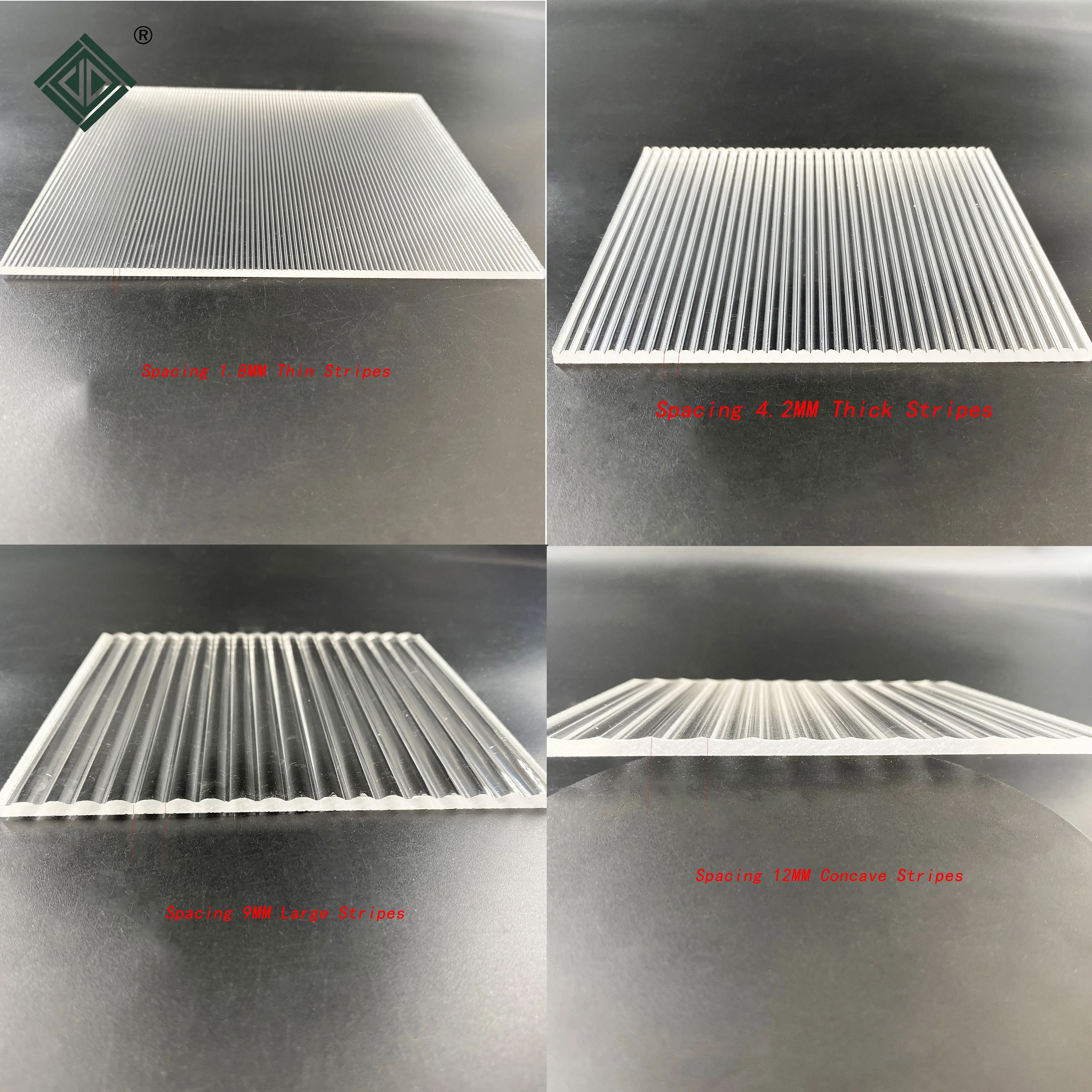 Single-Sided-Striped-Acrylic-Sheet-Thick-Concave-U-Shaped-Bamboo-Row ...