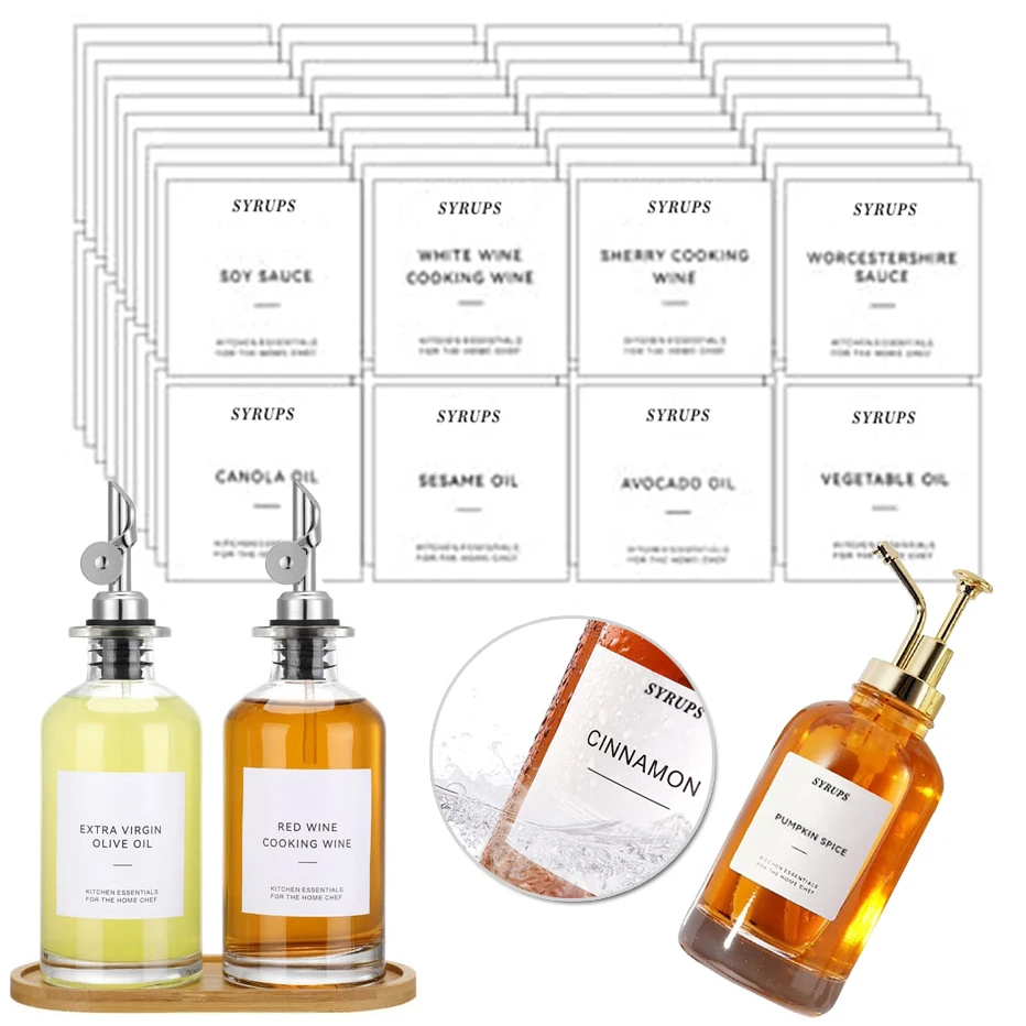 35pcs Coffee Syrup Dispenser Labels for Coffee Bar Jar Printed White ...