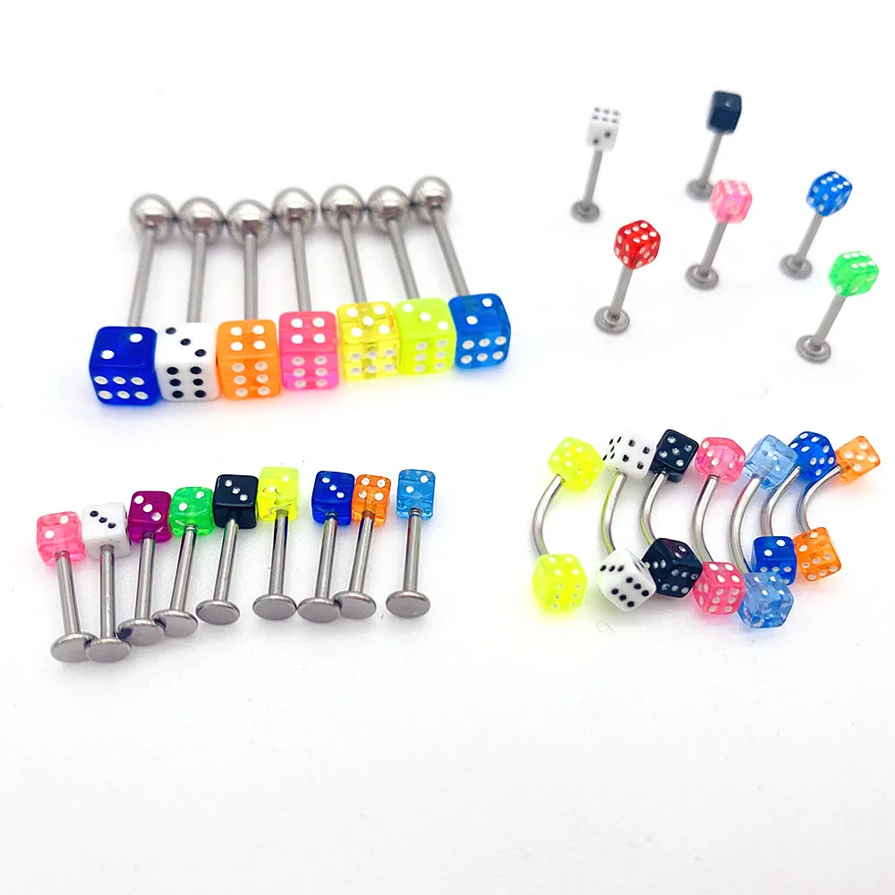 10-Pcs-Tongue-Nail-Puncture-Dice-Ball-Stripe-Piercing-Pin-Ear-Studs ...