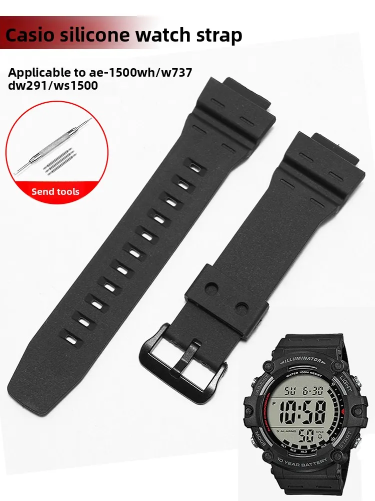 Soft Silicone Watch Strap for Casio Sports Watch AE-1500WH W-737 DW-291 ...