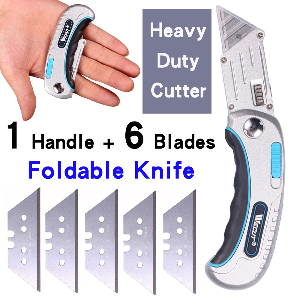 Heavy-Duty-Cutting-Knife-1-Handle-6-Trapezoidal-Blade-Set-Portable ...