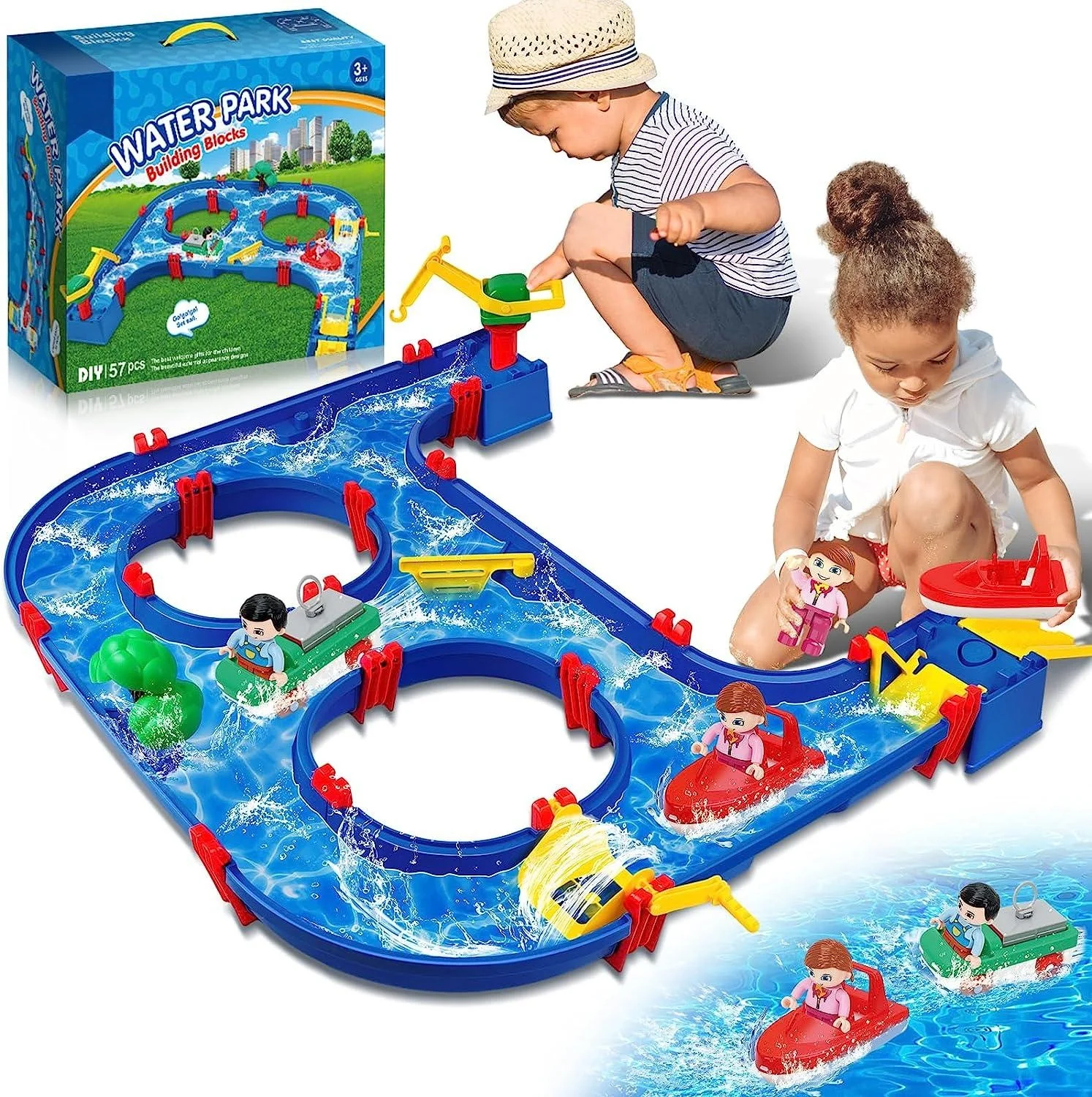 Water-Way-Toys-for-Kids-Playset-DIY-Water-Park-Toy-Block-na-mesa ...