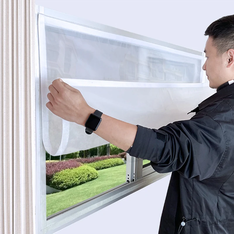 white Window Screen Mesh, Air Tulle Adjustable Summer Invisible Anti ...