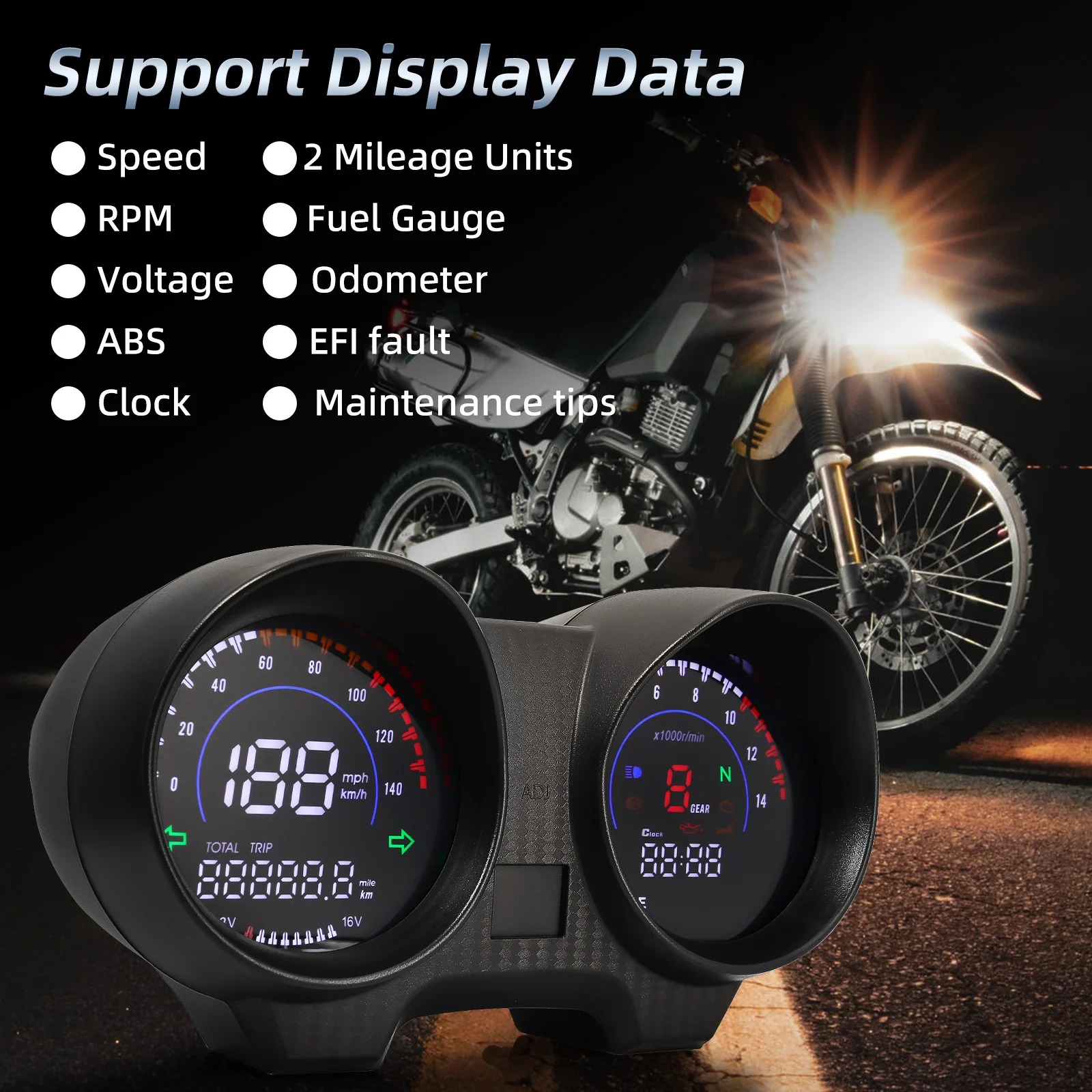 Indicador-de-Tacho-Digital-LCD-para-tablero-de-motocicleta-medidor-de ...
