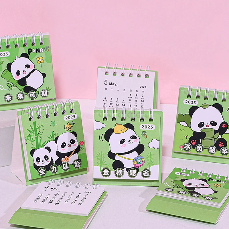 2025-Mini-Cartoon-Desk-Calendar-Cute-Pandas-Animals-Portable-Pocket ...